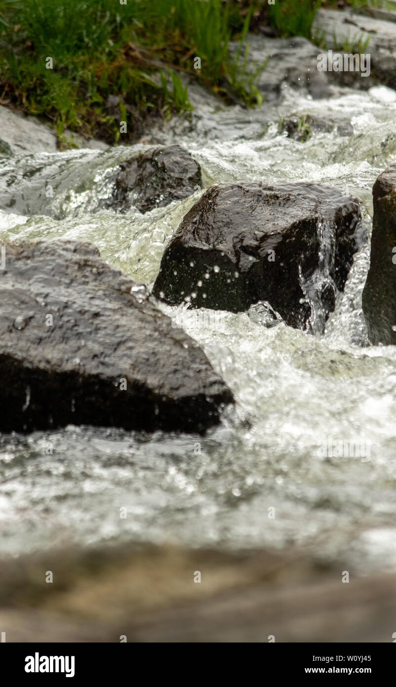 water of a brook running over rocks Stock Photo - Alamy