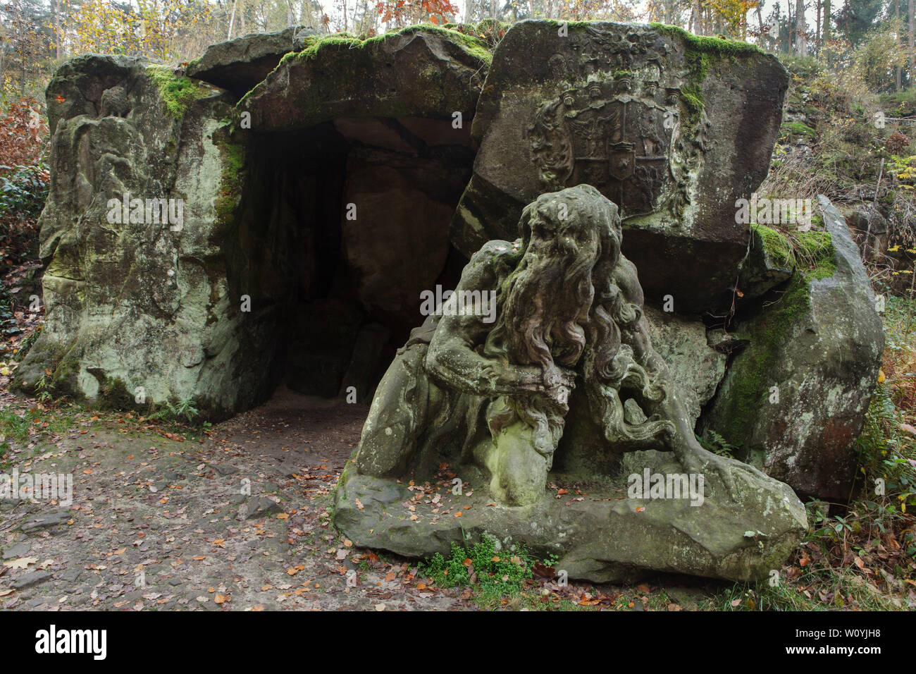 Abandoned statue of Catalonian hermit Juan Garín (Joan Garí) in the ...