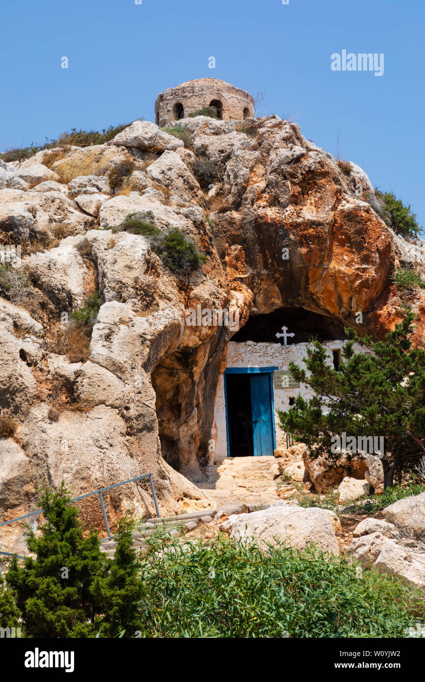 Agioi Saranta cave church, Protaras, Paralimni, Cyprus. June 2019 Stock ...