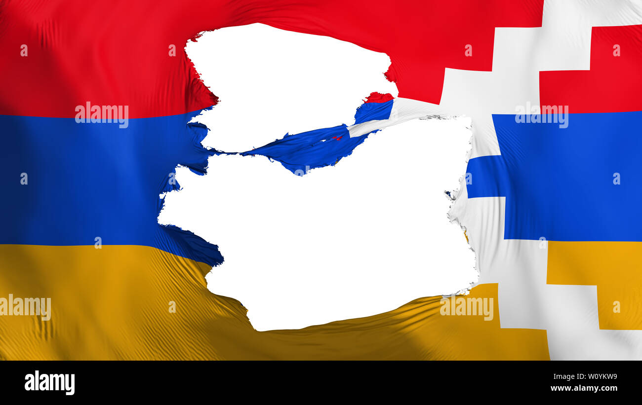 Tattered Nagorno Karabakh flag, white background, 3d rendering Stock Photo - Alamy