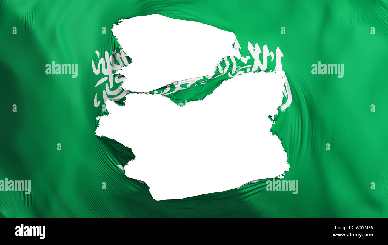 Tattered Saudi Arabia flag, white background, 3d rendering Stock Photo ...