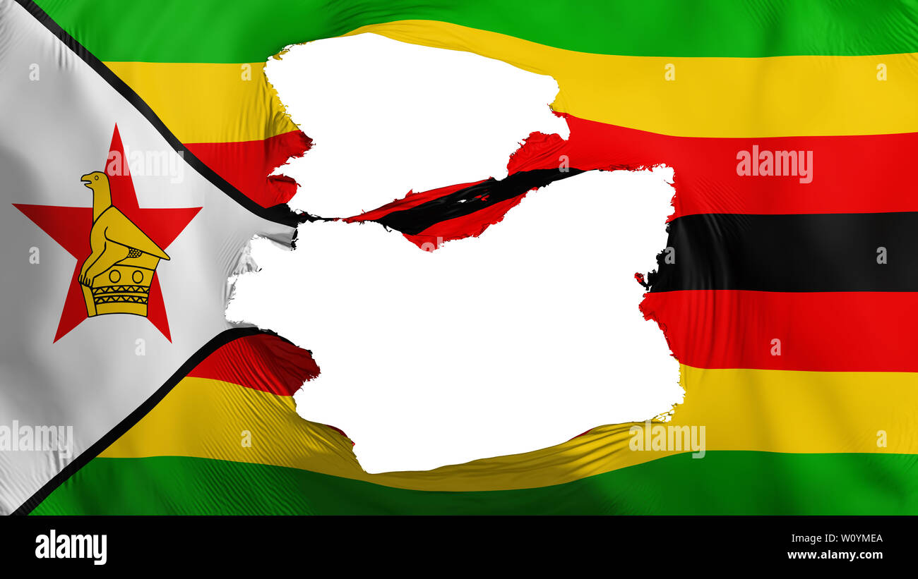 Tattered Zimbabwe flag, white background, 3d rendering Stock Photo - Alamy
