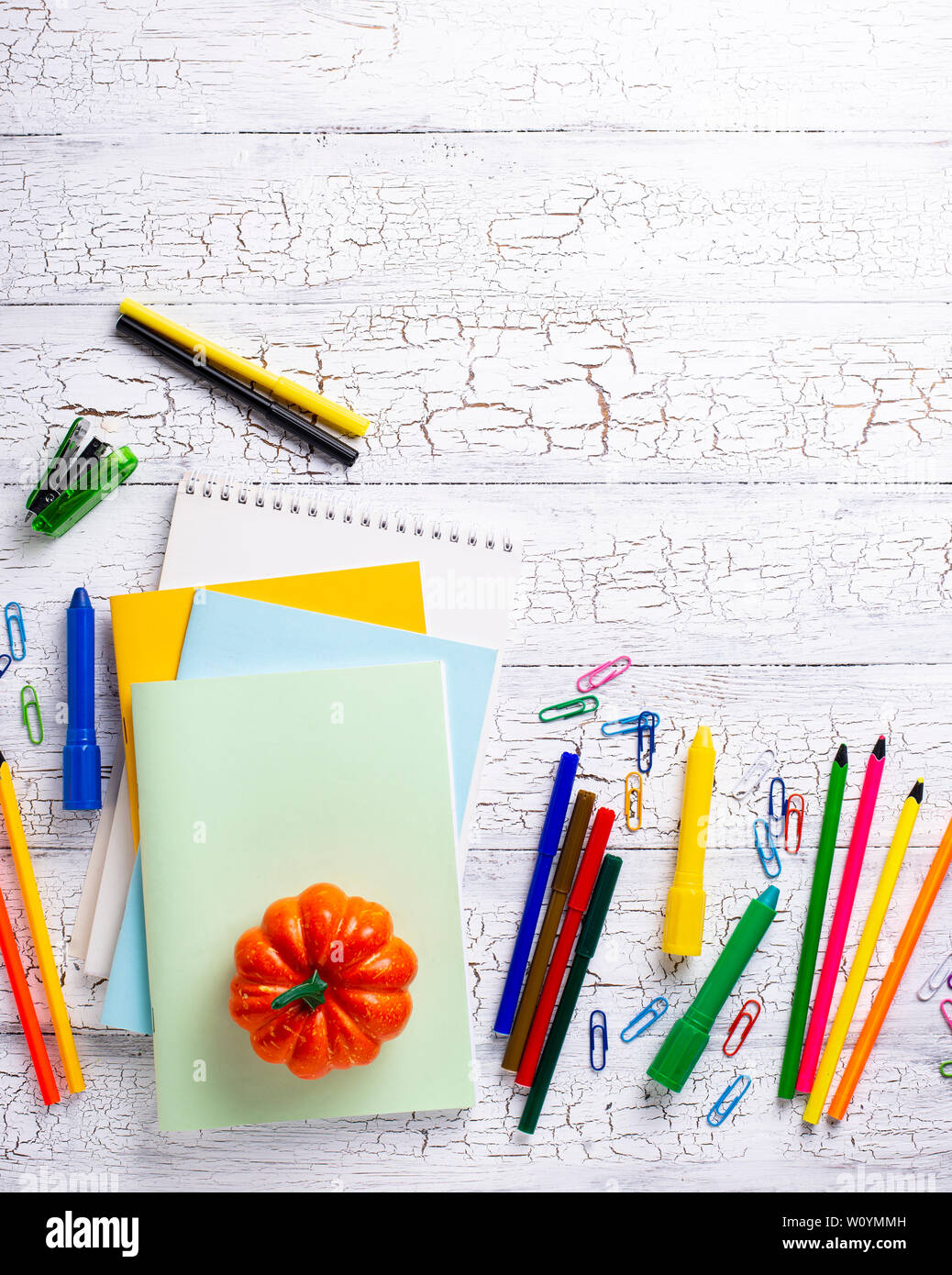 Different colorful stationery for student. Back to school concept Stock ...