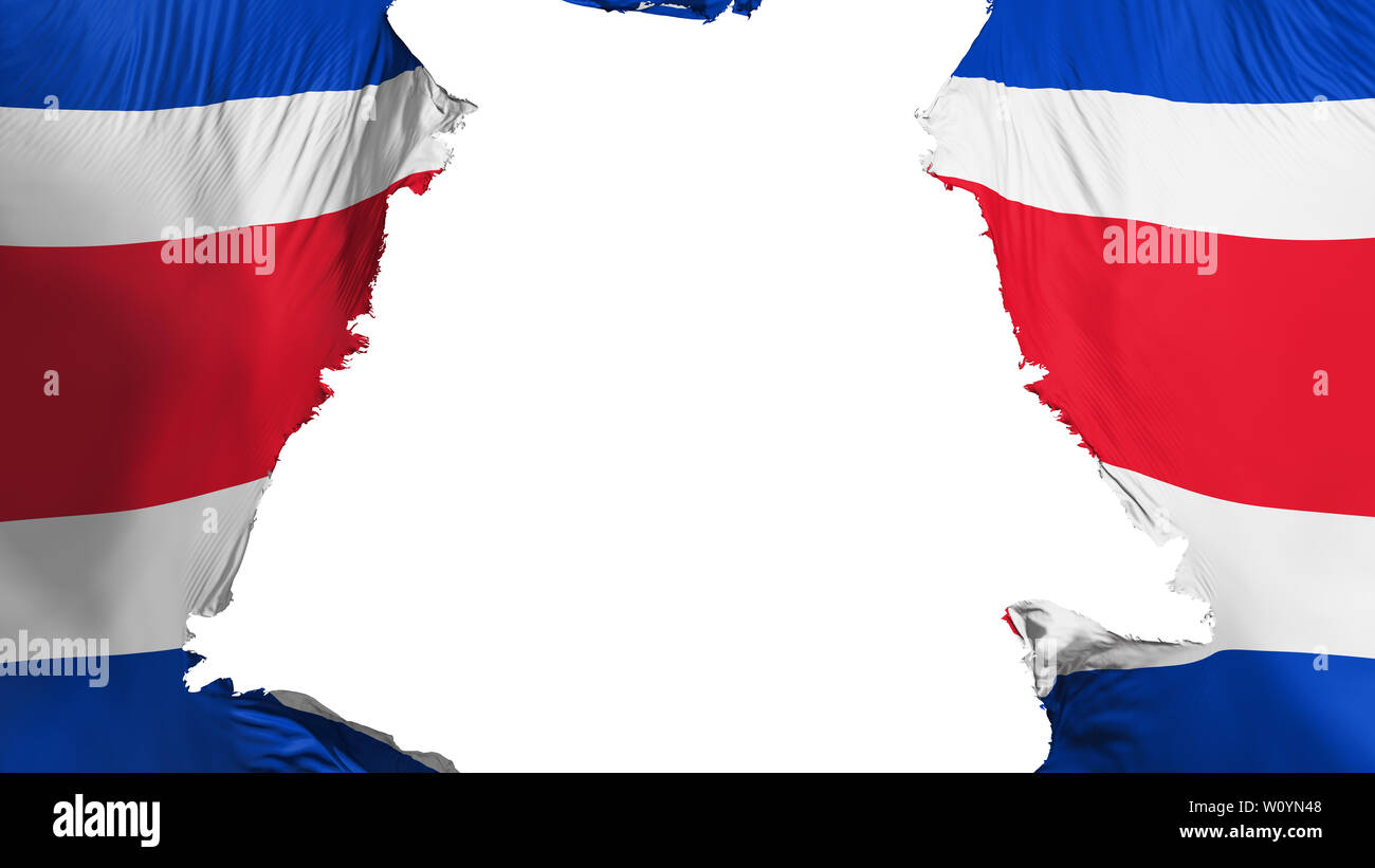 Costa Rica flag ripped apart, white background, 3d rendering Stock ...