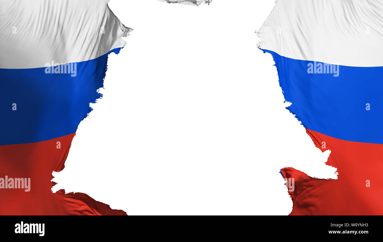 Russia flag ripped apart, white background, 3d rendering Stock Photo ...