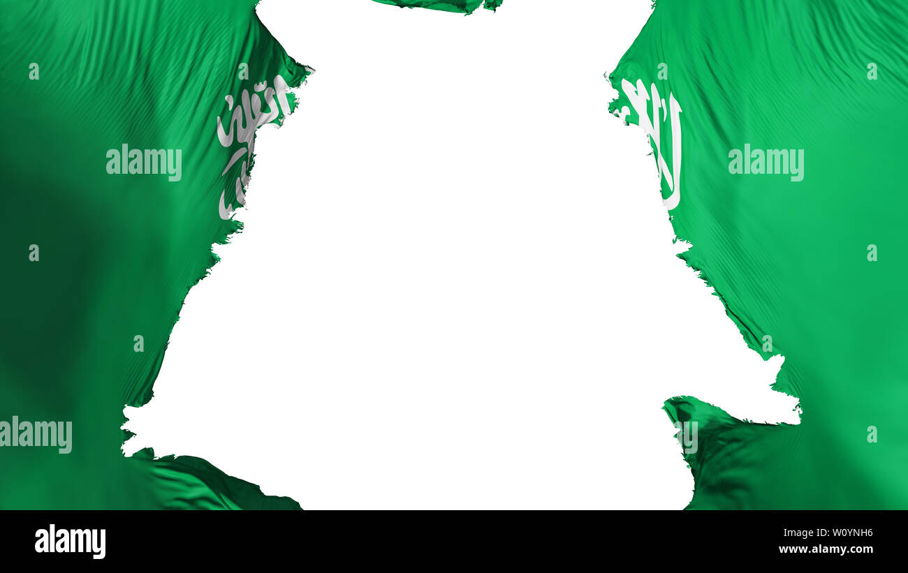 Saudi Arabia flag ripped apart, white background, 3d rendering Stock ...