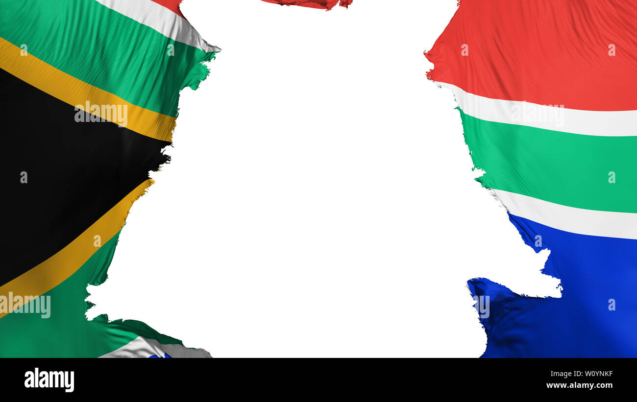 South Africa flag ripped apart, white background, 3d rendering Stock ...