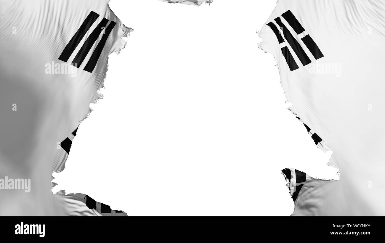 South Korea flag ripped apart, white background, 3d rendering Stock ...