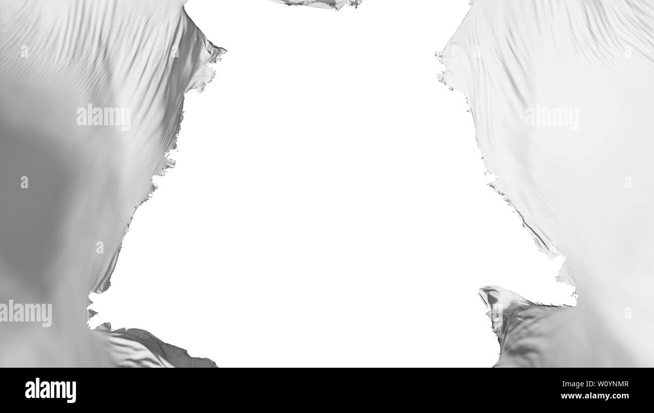 White color flag ripped apart, white background, 3d rendering Stock ...
