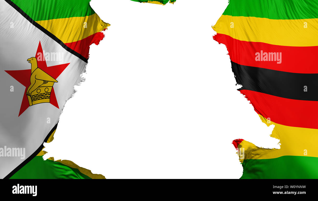 Zimbabwe flag ripped apart, white background, 3d rendering Stock Photo ...