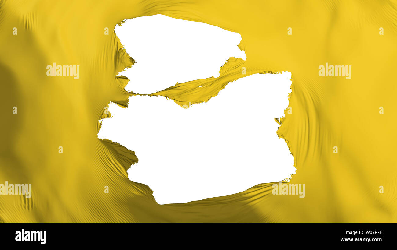 Tattered Yellow color flag, white background, 3d rendering Stock Photo ...