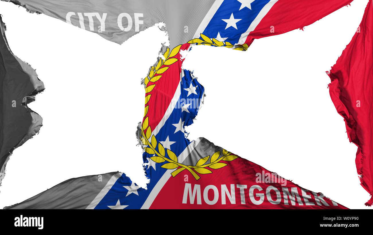 Destroyed Montgomery city, capital of Alabama state flag, white ...