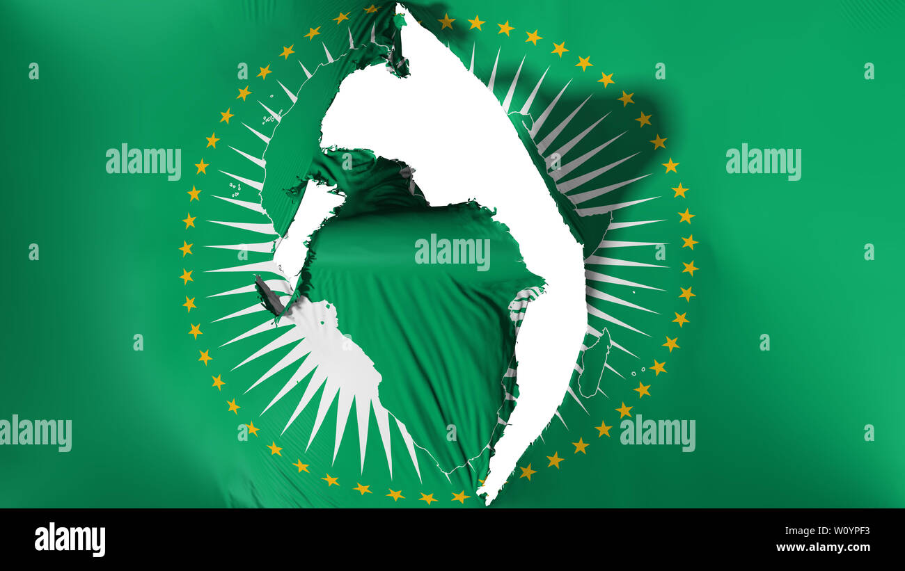 Damaged African Union flag, white background, 3d rendering Stock Photo ...