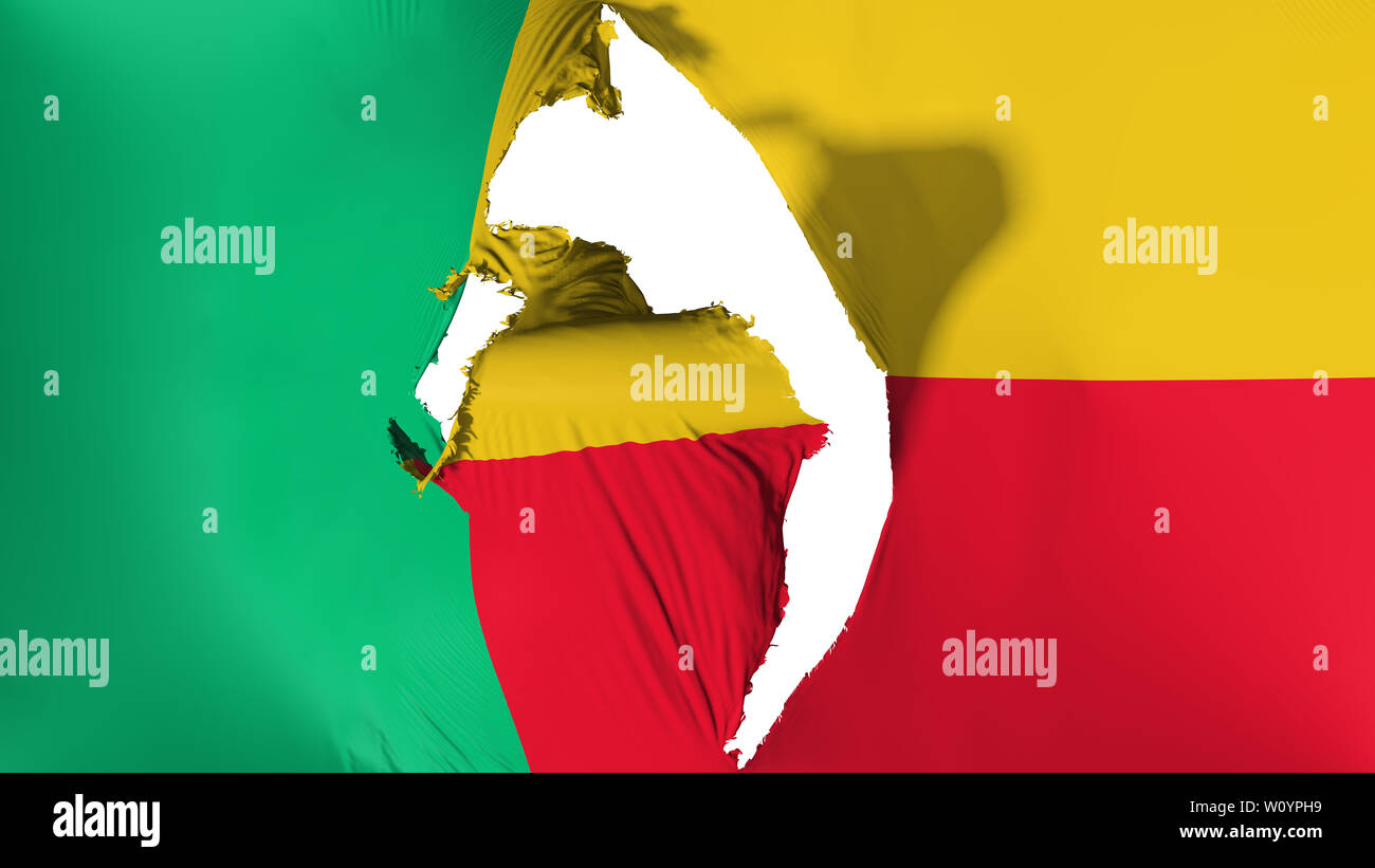 Damaged Benin flag, white background, 3d rendering Stock Photo - Alamy