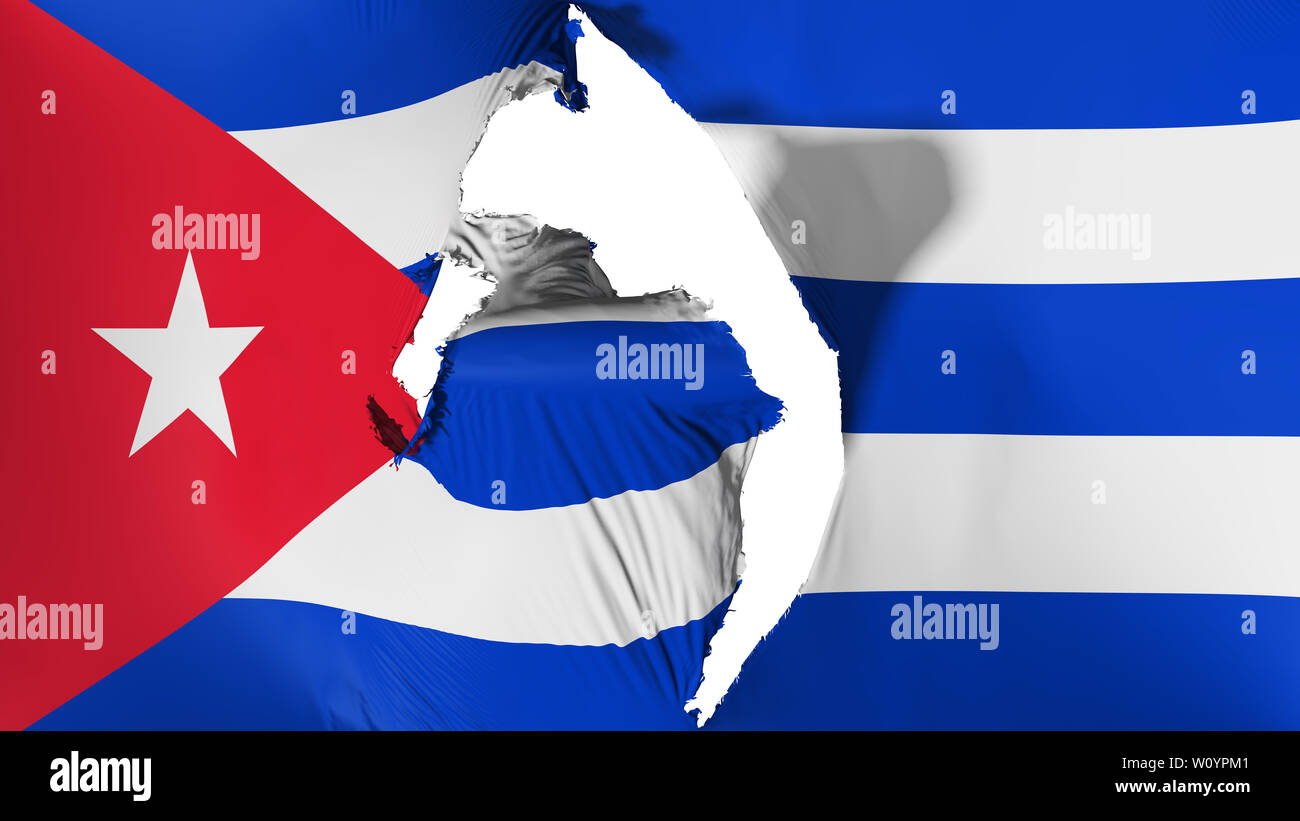 Damaged Cuba flag, white background, 3d rendering Stock Photo - Alamy