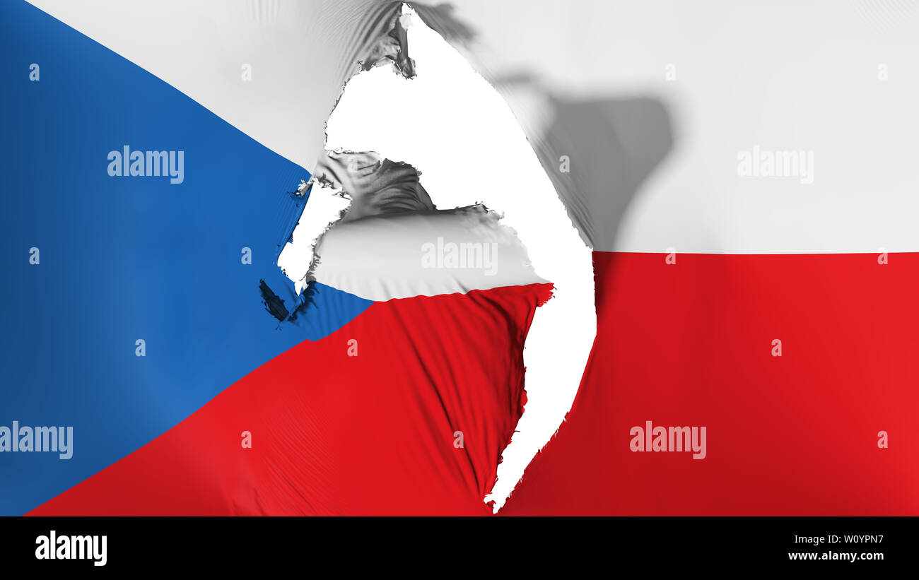 Damaged Czech Republic flag, white background, 3d rendering Stock Photo ...