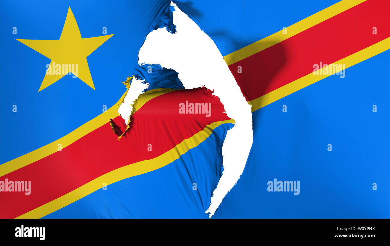 Damaged Democratic Republic of Congo Kinshasa flag, white background ...