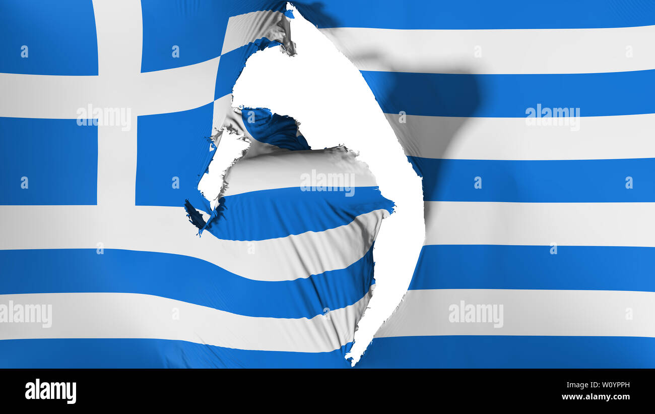 Damaged Greece flag, white background, 3d rendering Stock Photo - Alamy