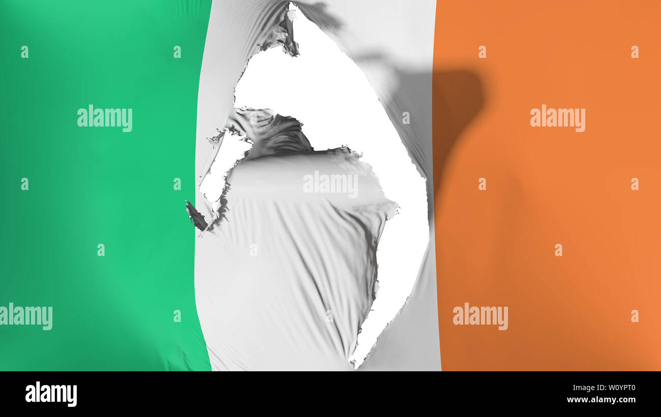 Damaged Ireland flag, white background, 3d rendering Stock Photo - Alamy