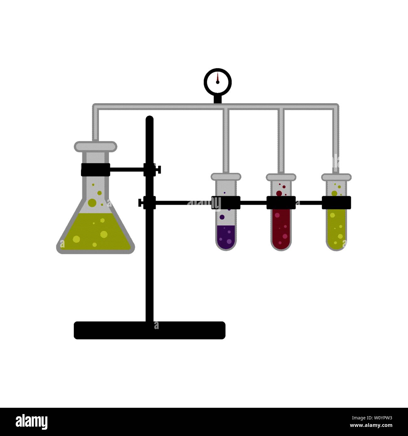 Science experiment with different flasks and liquids - Vector Stock ...