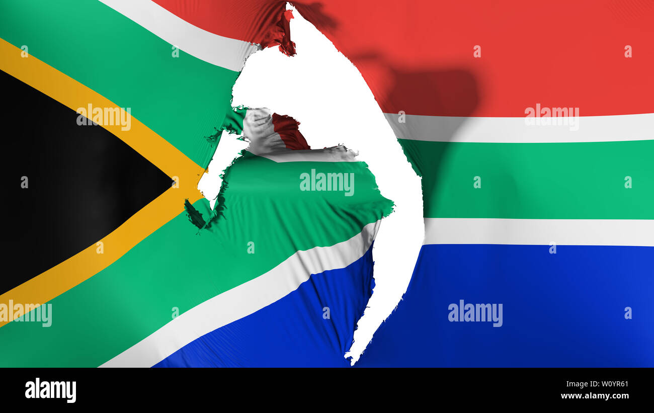 Damaged South Africa flag, white background, 3d rendering Stock Photo ...