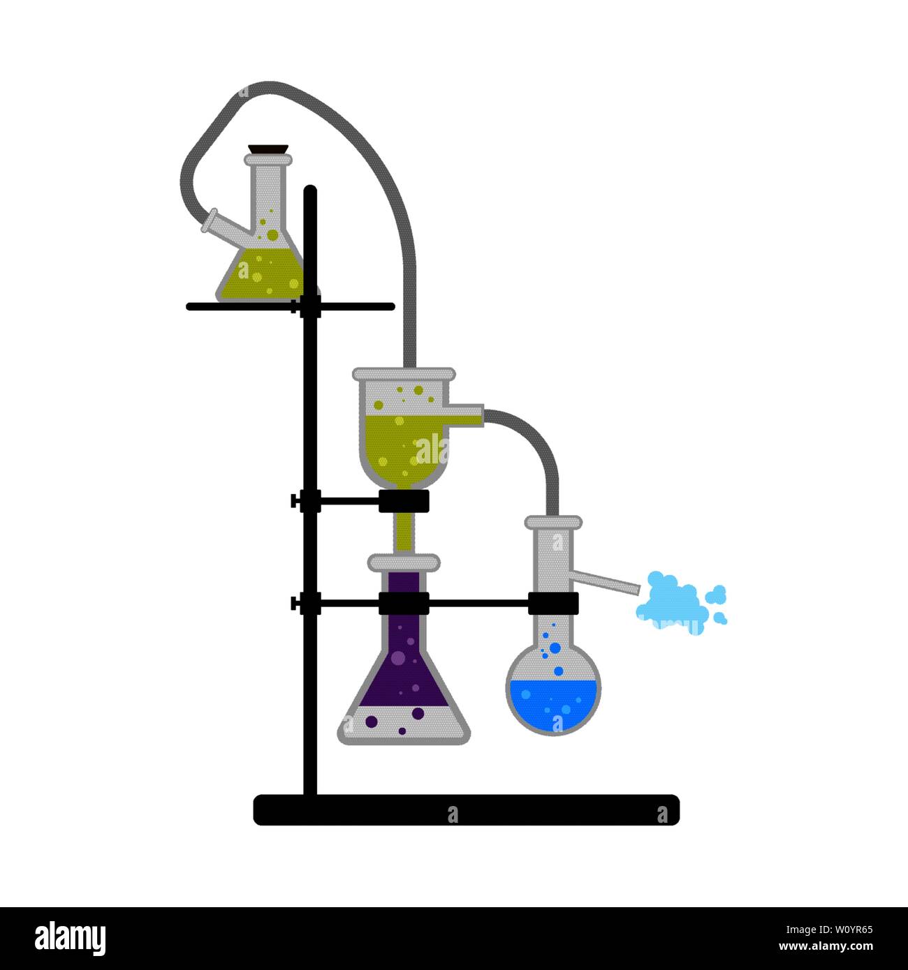 Science experiment with different flasks and liquids - Vector Stock ...