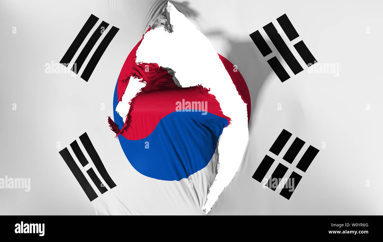 Damaged South Korea flag, white background, 3d rendering Stock Photo ...