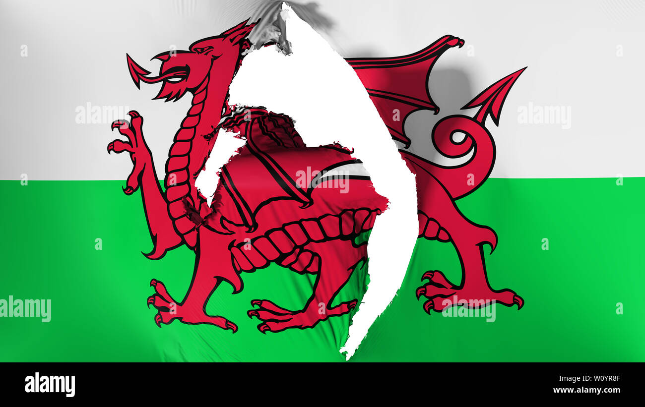Damaged Wales flag, white background, 3d rendering Stock Photo - Alamy
