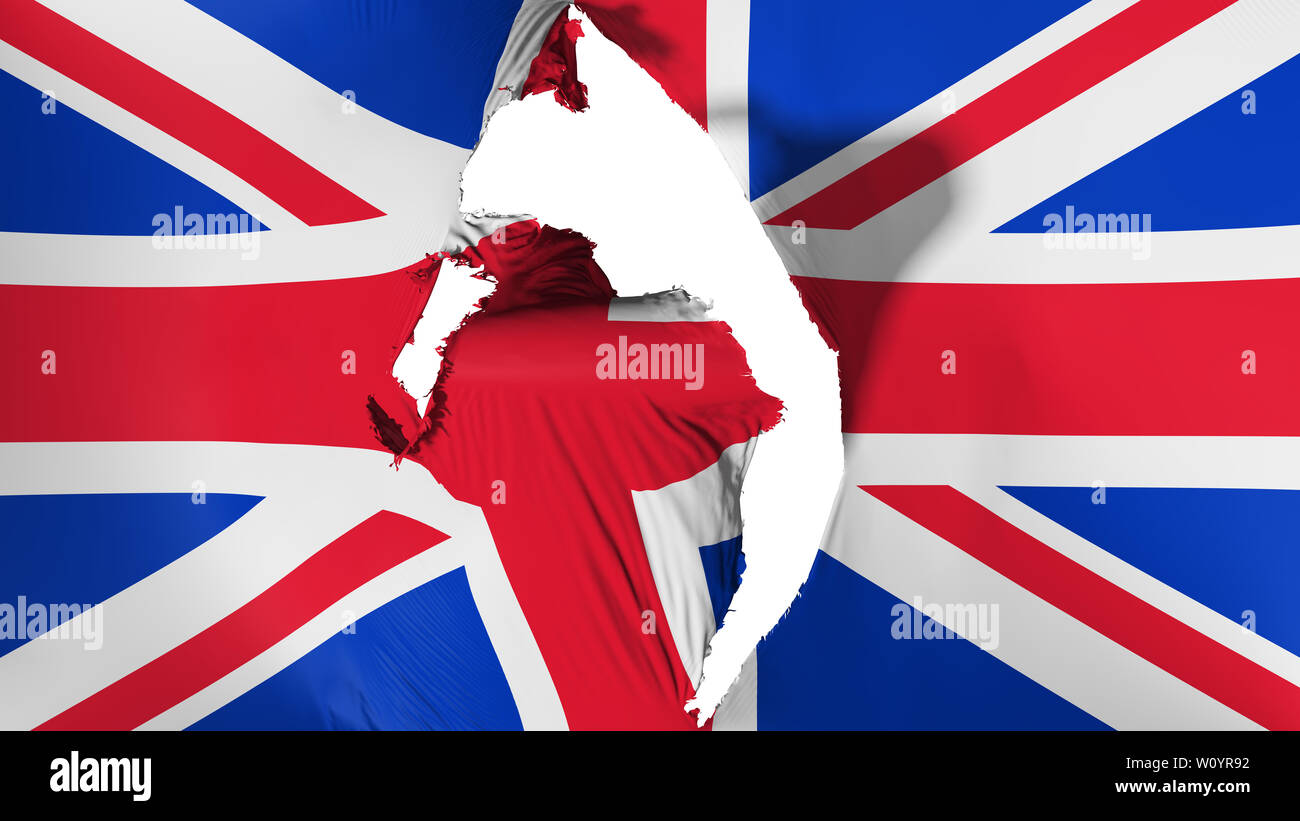Damaged United Kingdom UK flag, white background, 3d rendering Stock ...