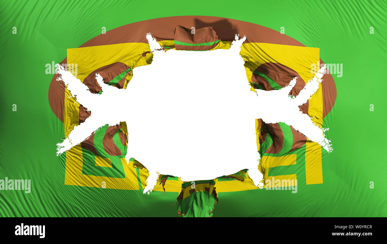 Amman, capital of Jordan flag with a big hole, white background, 3d ...