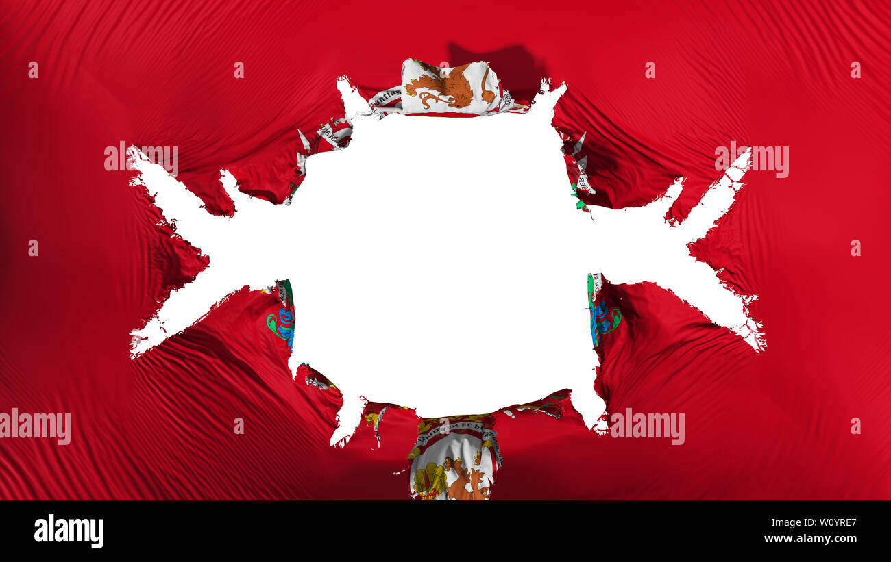 Caracas, capital of Venezuela flag with a big hole, white background ...