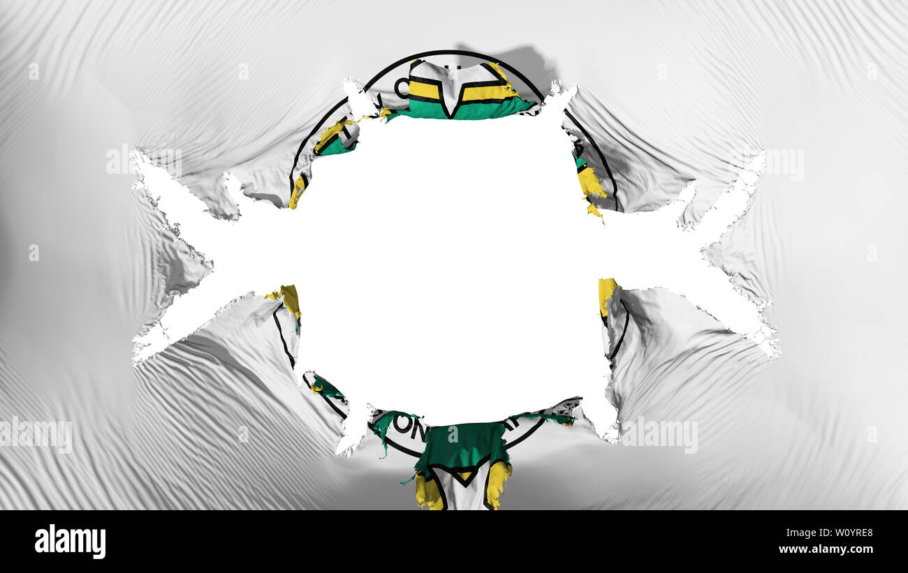 Honiara, capital of Solomon Islands flag with a big hole, white ...