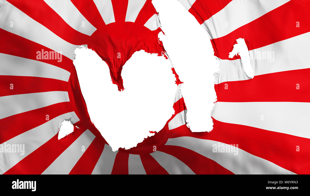 Ragged Japan rising sun war flag, white background, 3d rendering Stock ...