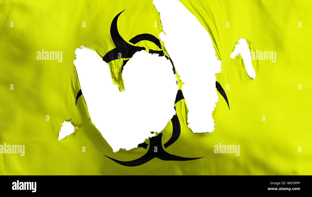 Ragged Warning Hazard Radiation flag, white background, 3d rendering ...