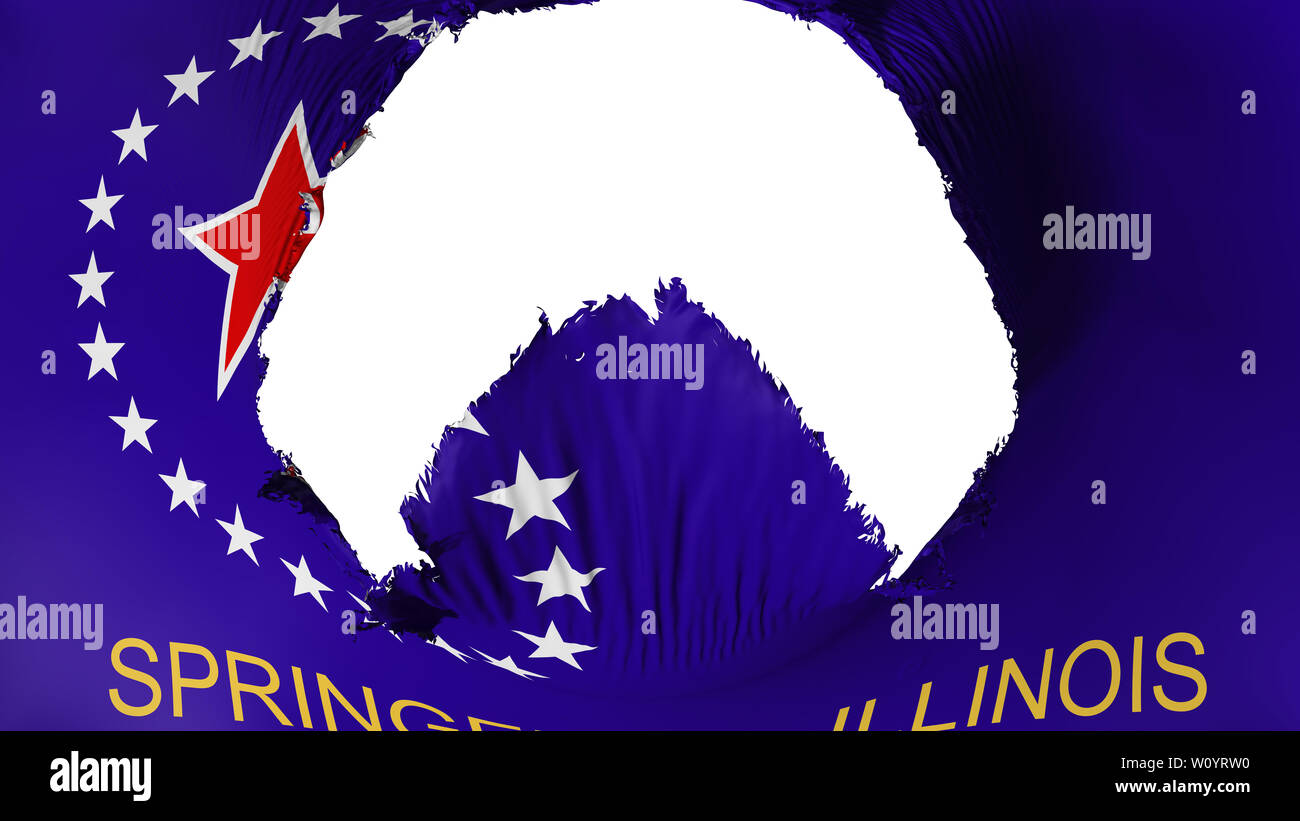 Big hole in Springfield city, capital of Illinois state flag, white ...