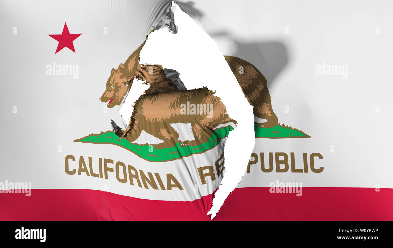 Damaged California state flag, white background, 3d rendering Stock ...
