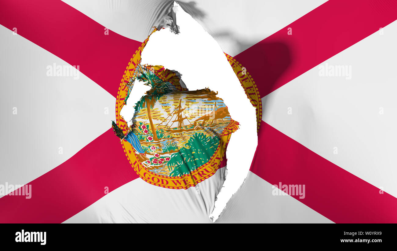Damaged Florida state flag, white background, 3d rendering Stock Photo ...
