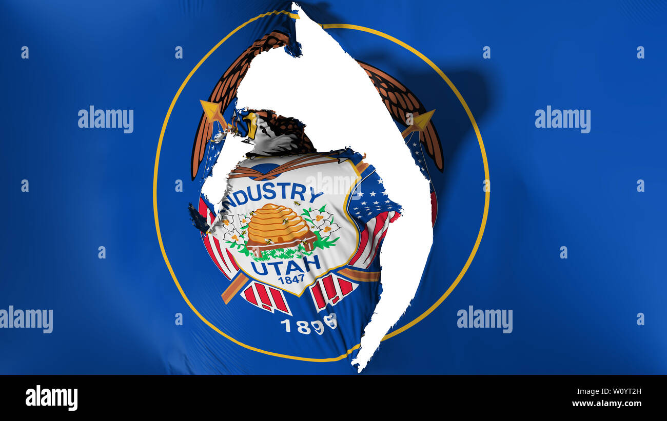 Damaged Utah state flag, white background, 3d rendering Stock Photo - Alamy