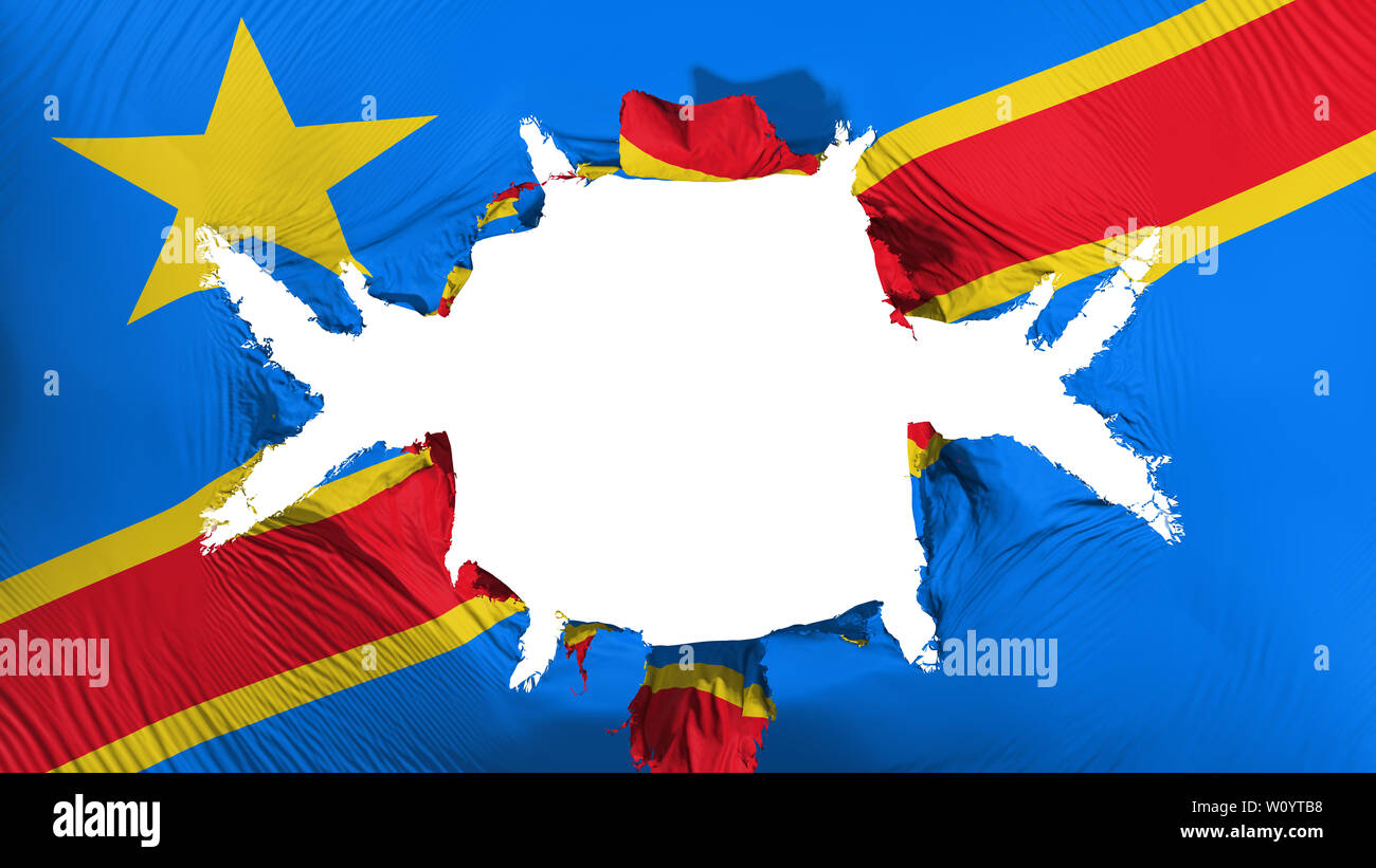 Democratic Republic of Congo Kinshasa flag with a big hole, white ...
