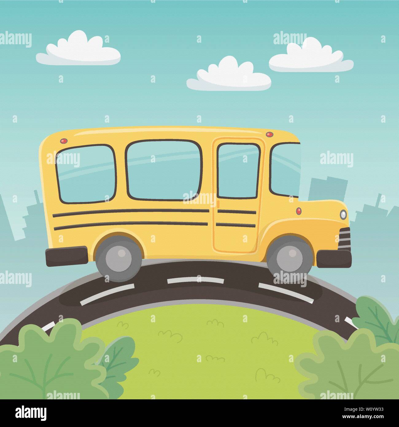 school bus transport in the landscape vector illustration design Stock ...