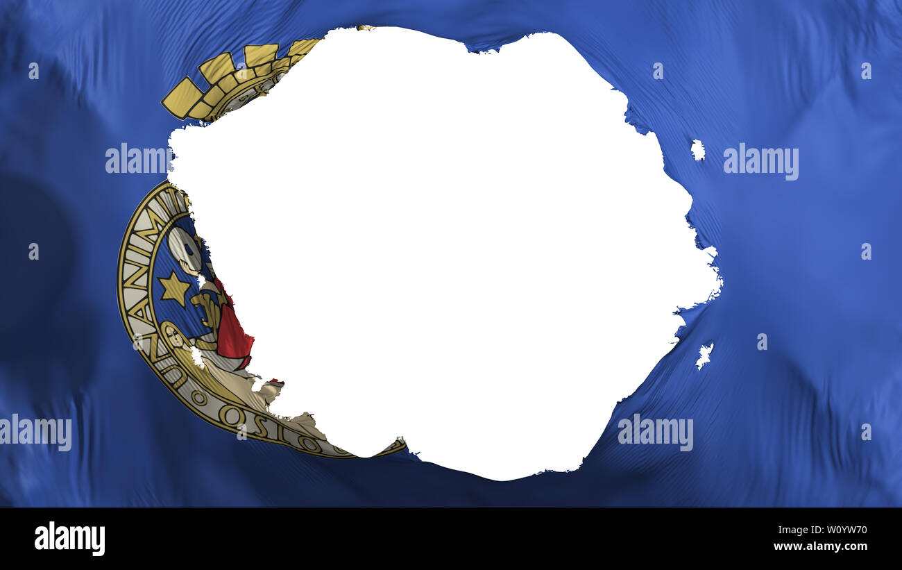 Broken Oslo city, capital of Norway flag, white background, 3d ...
