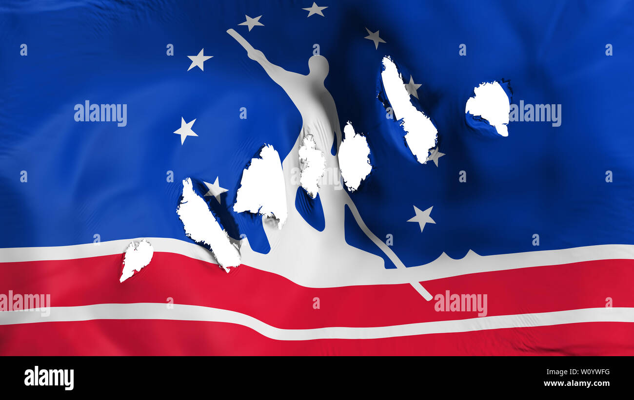 Richmond city, capital of Virginia state flag perforated, bullet holes ...