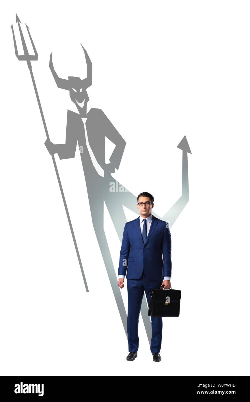 Devil hiding in the businessman - alter ego concept Stock Photo - Alamy