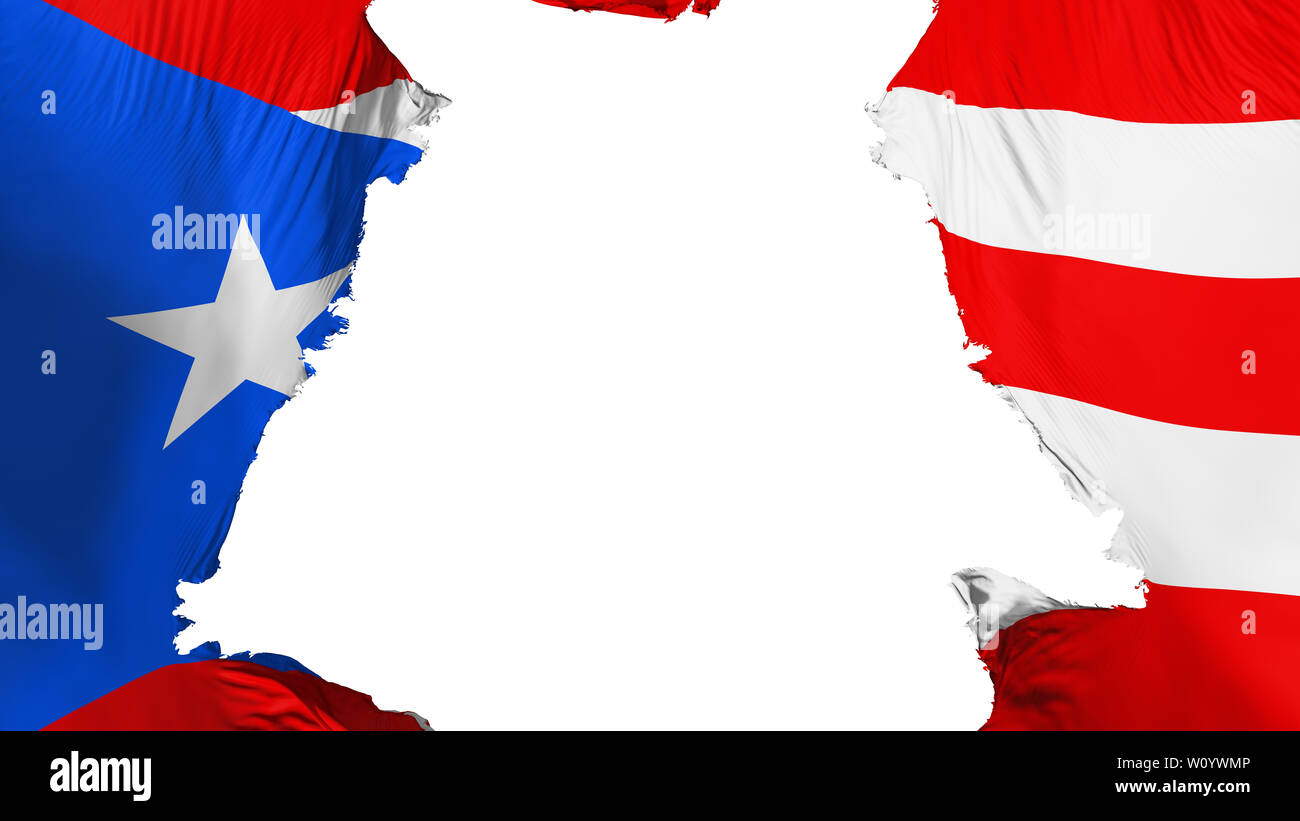 Puerto Rico state flag ripped apart, white background, 3d rendering ...