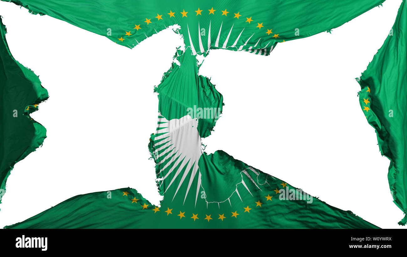 Destroyed African Union flag, white background, 3d rendering Stock ...