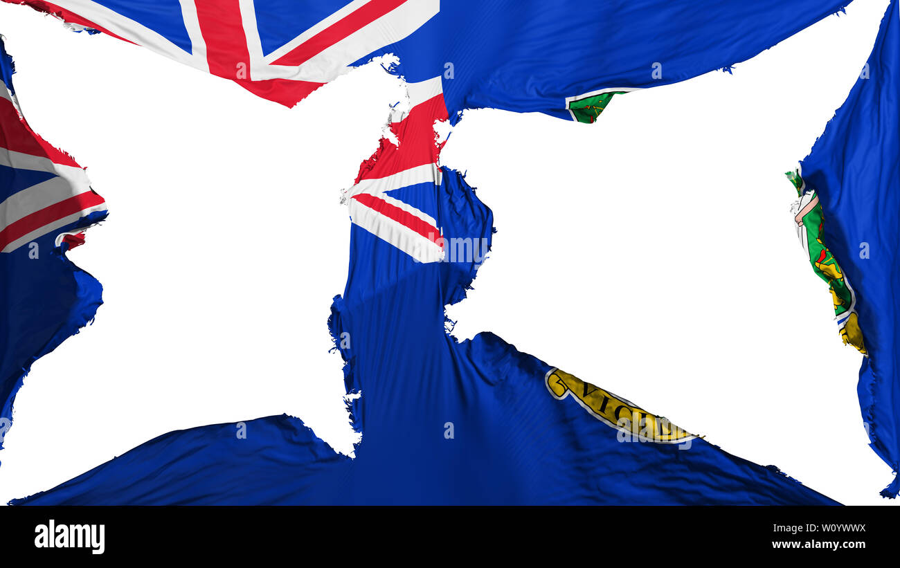 Destroyed British Virgin Islands flag, white background, 3d rendering ...