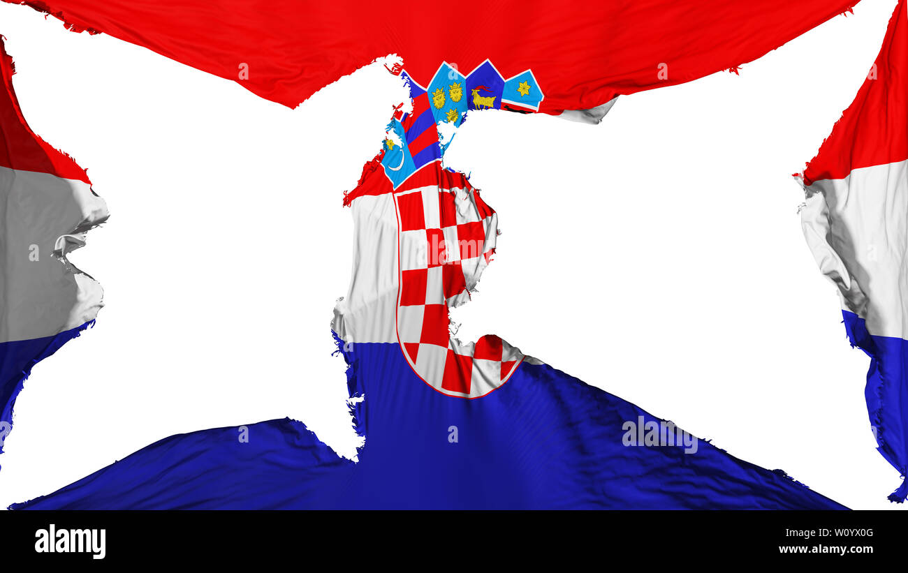 Destroyed Croatia flag, white background, 3d rendering Stock Photo - Alamy