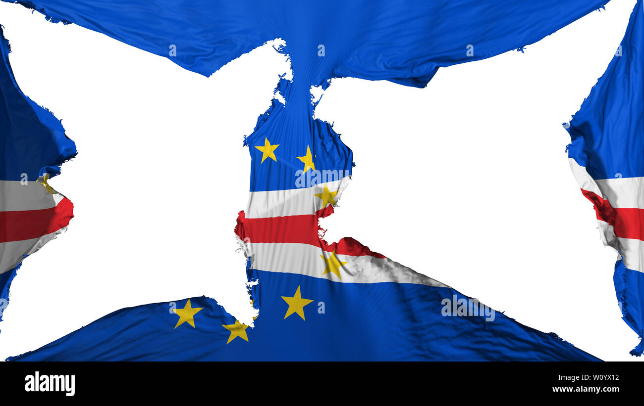 Destroyed Cape Verde flag, white background, 3d rendering Stock Photo ...