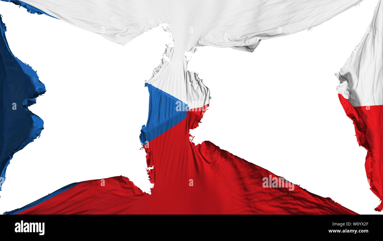 Destroyed Czech Republic flag, white background, 3d rendering Stock ...
