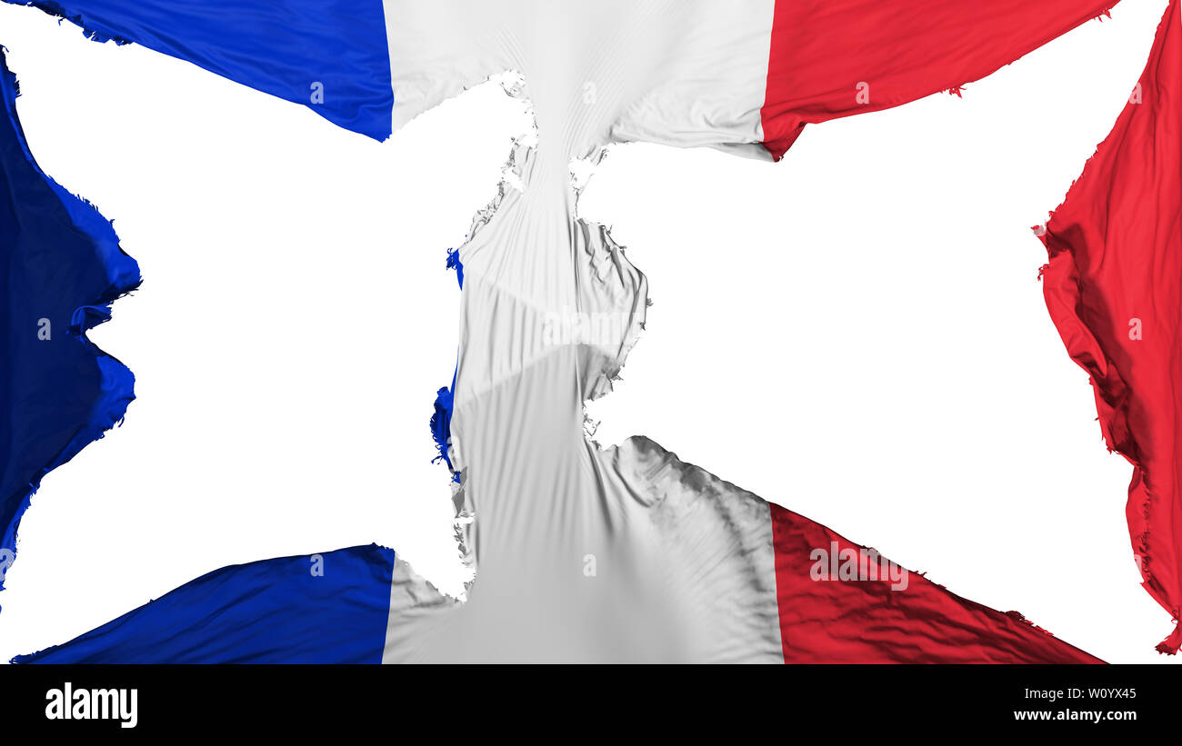 Destroyed France flag, white background, 3d rendering Stock Photo - Alamy